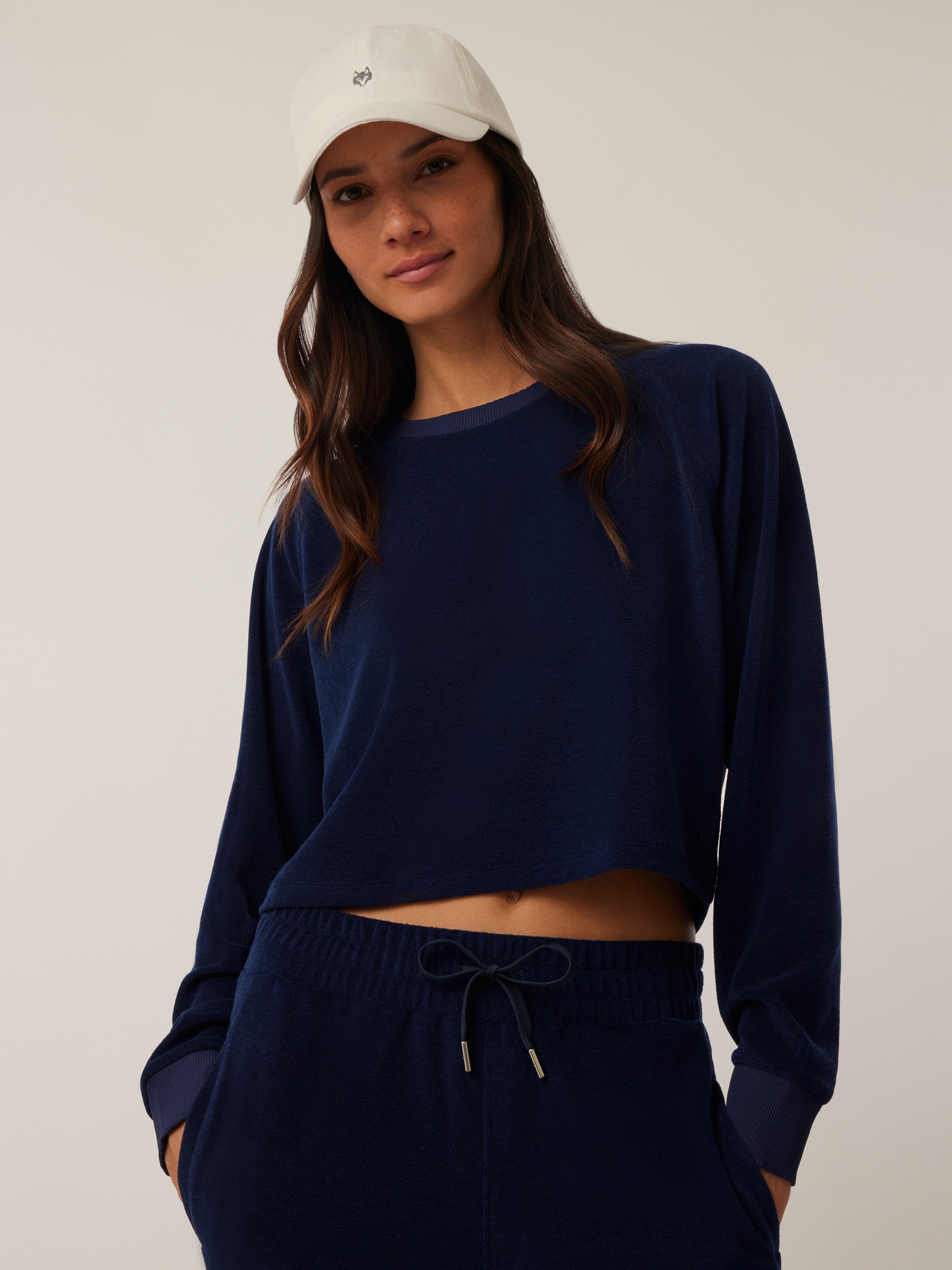Womens Dune Crop Top - Luxe Terry Cloth Long Sleeve Top | Greyson Clothiers