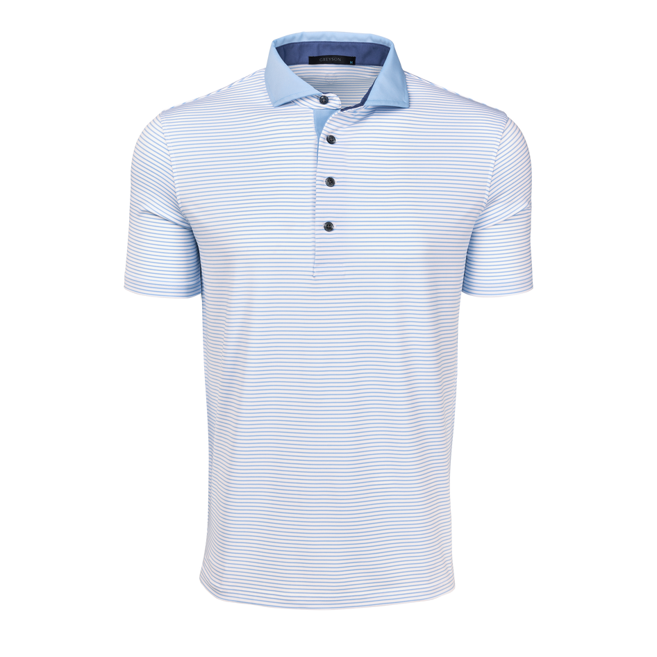 Mens Aurora Short Sleeve Polo - Performance Striped Polo with Jersey ...