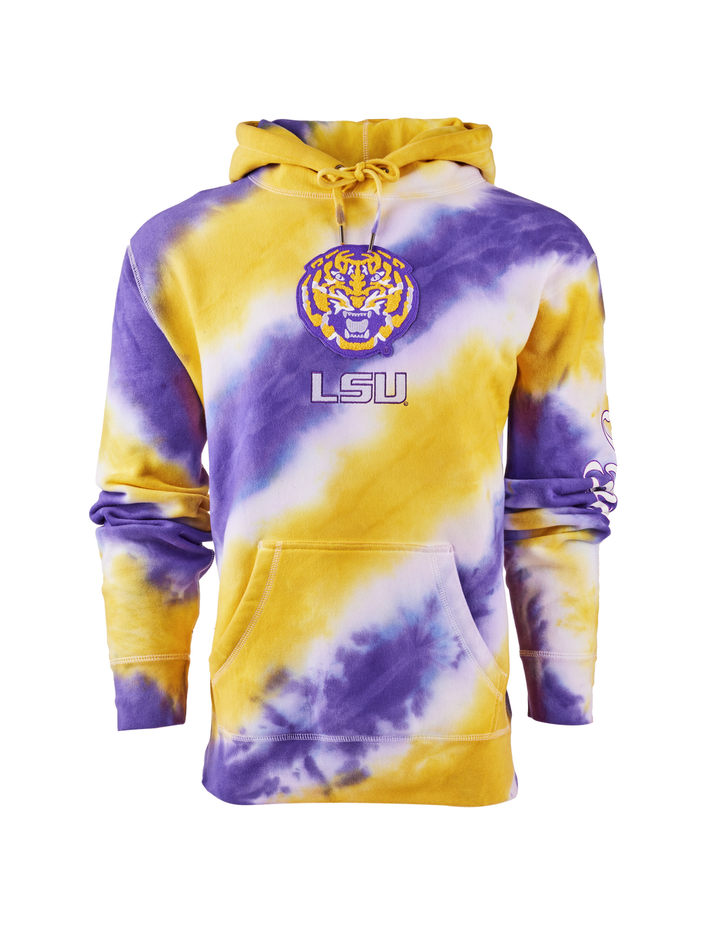 Mens LSU Tie Dye Hoodie - Heavyweight Stretch Fleece Hoodie with Logo ...