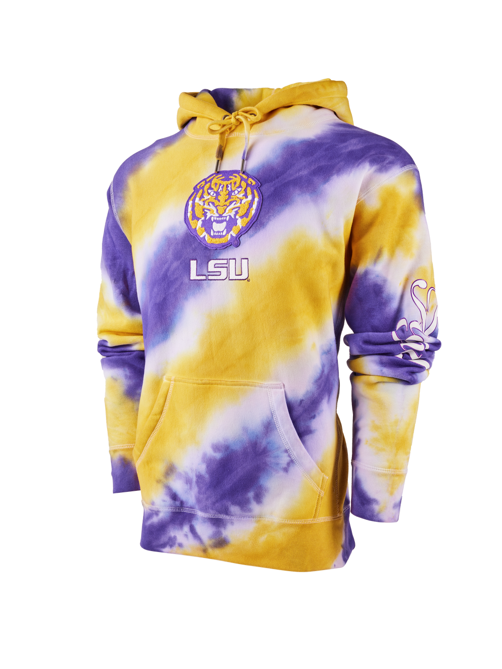 Mens LSU Tie Dye Hoodie - Heavyweight Stretch Fleece Hoodie with Logo ...
