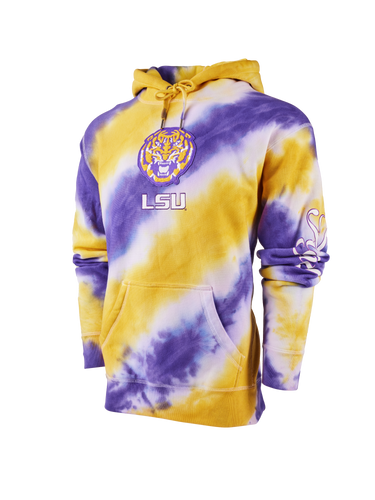 Mens LSU Tie Dye Hoodie - Heavyweight Stretch Fleece Hoodie with Logo ...