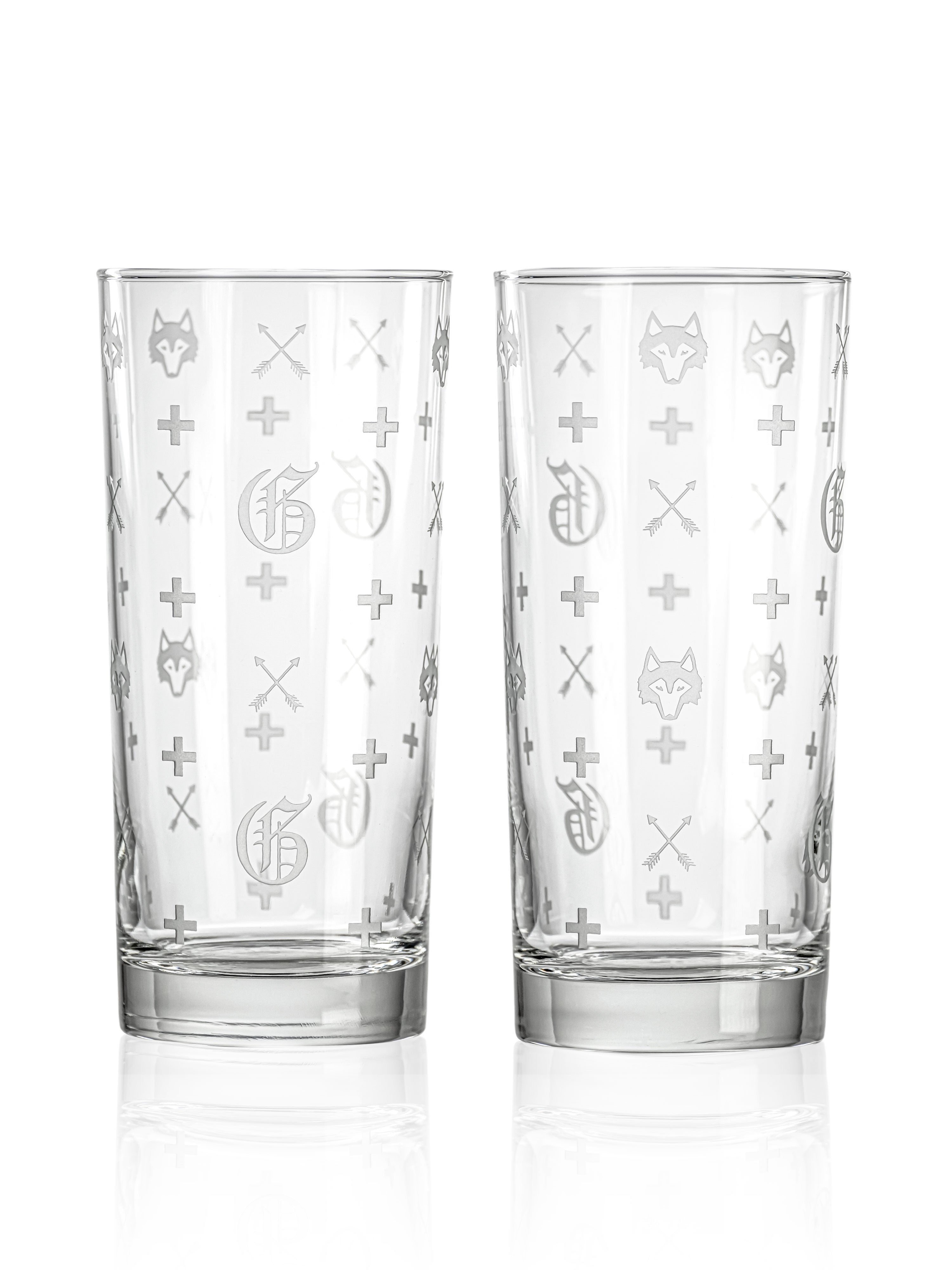 Home G.O.A.T. High Ball Glass Set - Signature Engraved Cocktail Tall ...